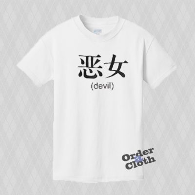 Devil Japanese letter T-shirt - orderacloth